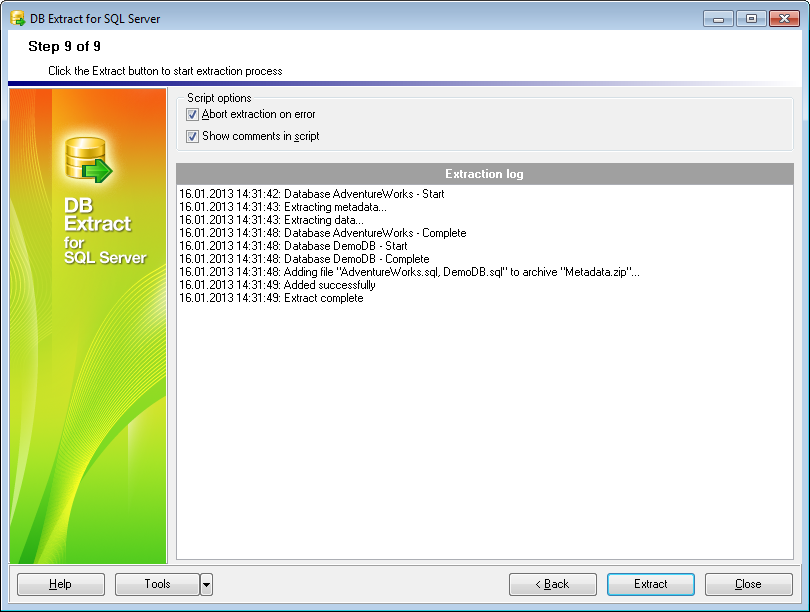 Online Documentation For Db Extract For Sql Server Sqlmanager 4225